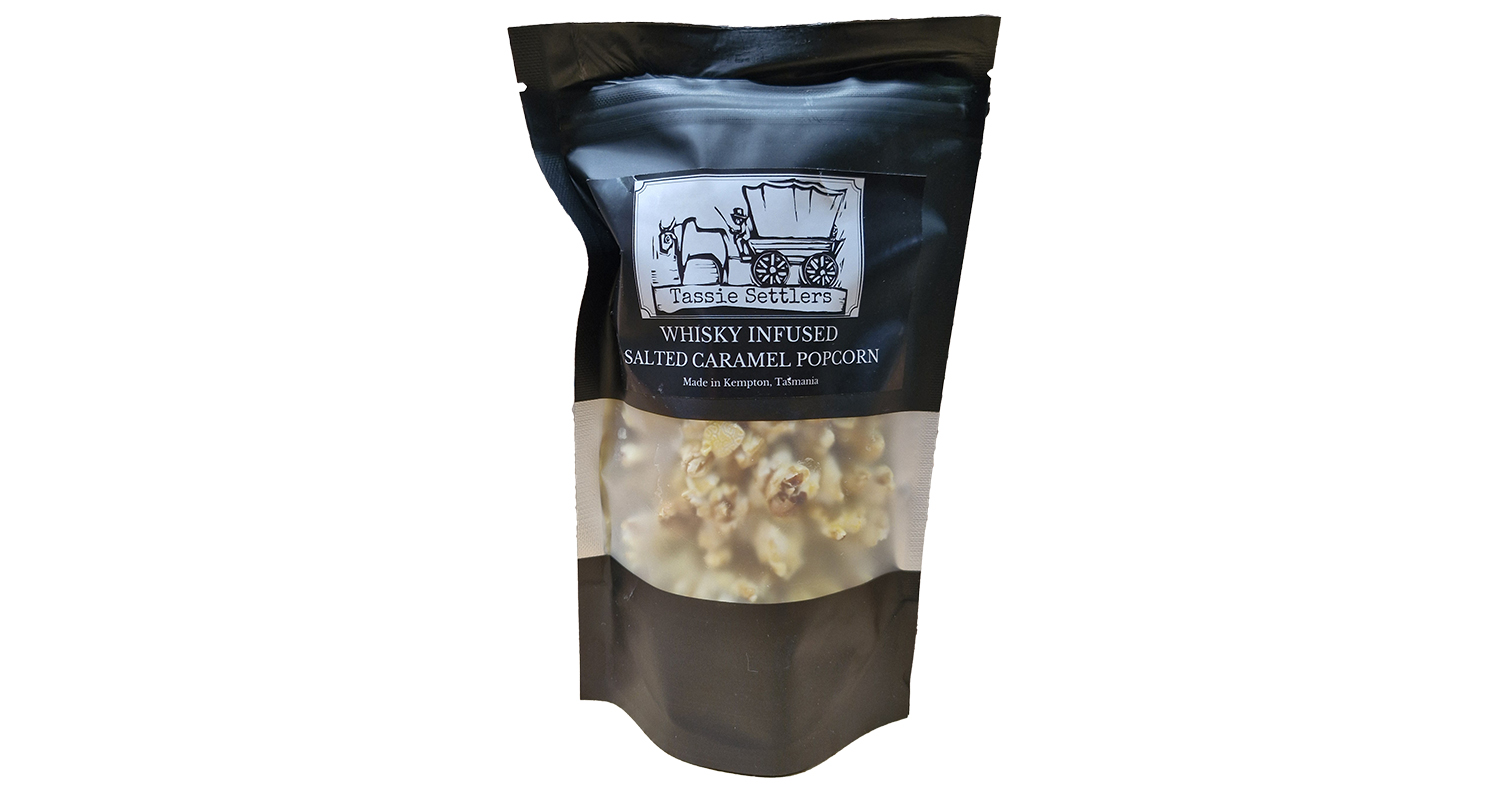 Tassie Settlers Whisky Infused Salted Caramel Popcorn | Launceston ...